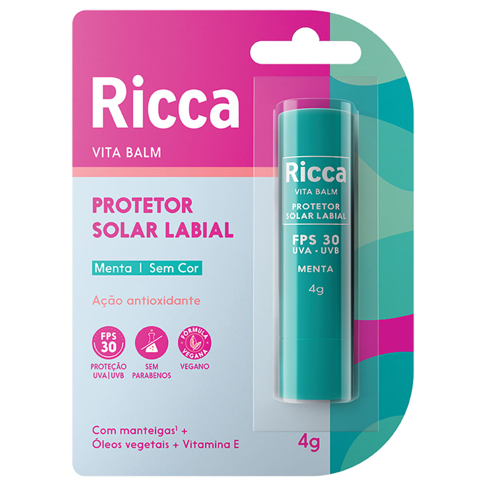 Protetor Solar Labial FPS30 Ricca Menta Blister