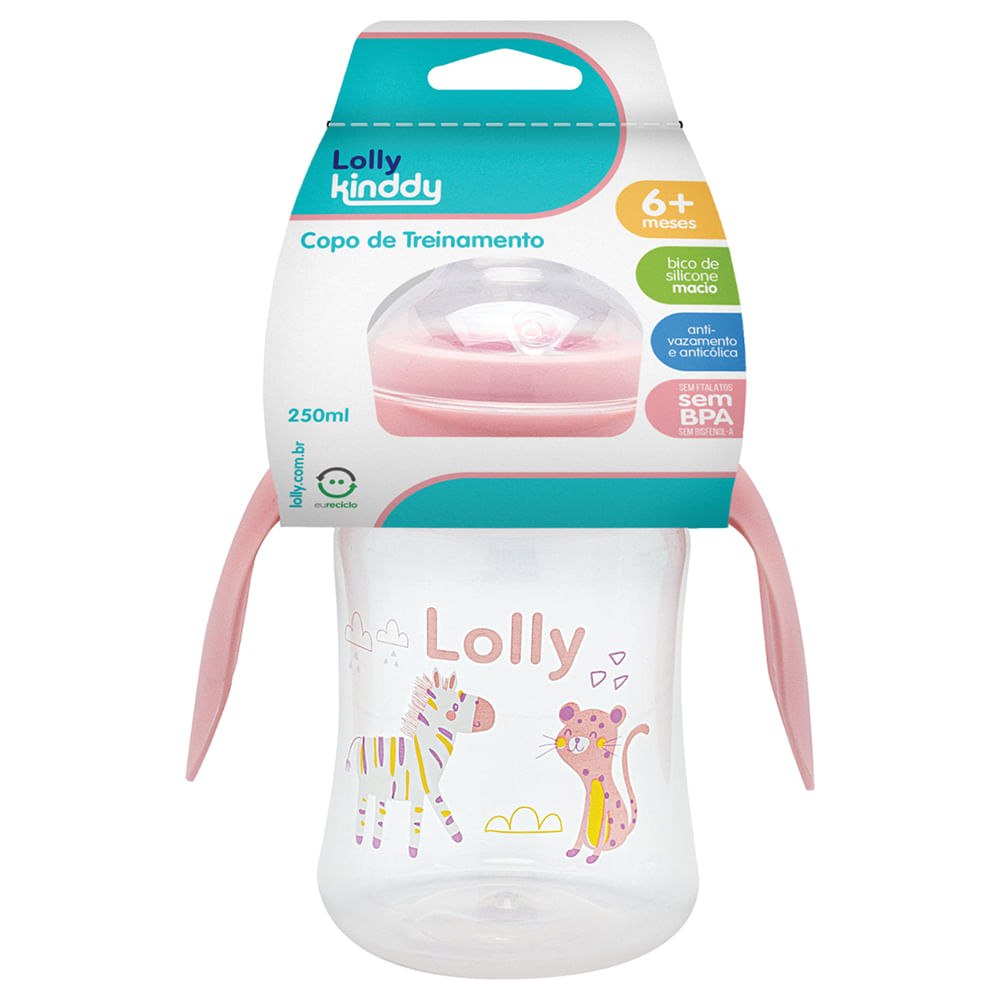Copo Lolly Baby Com Alça Clean Rosa 250ml Blister